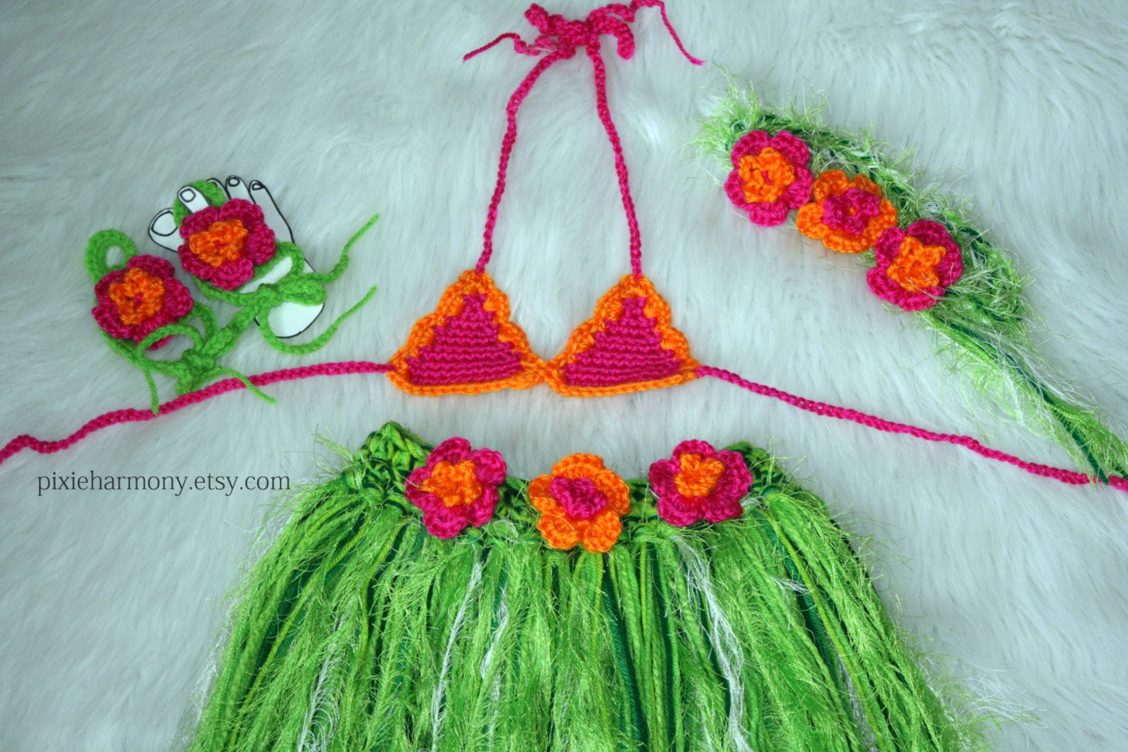 Baby Girl or Toddler Hawaiian HULA Set W Barefoot SANDALS | Etsy