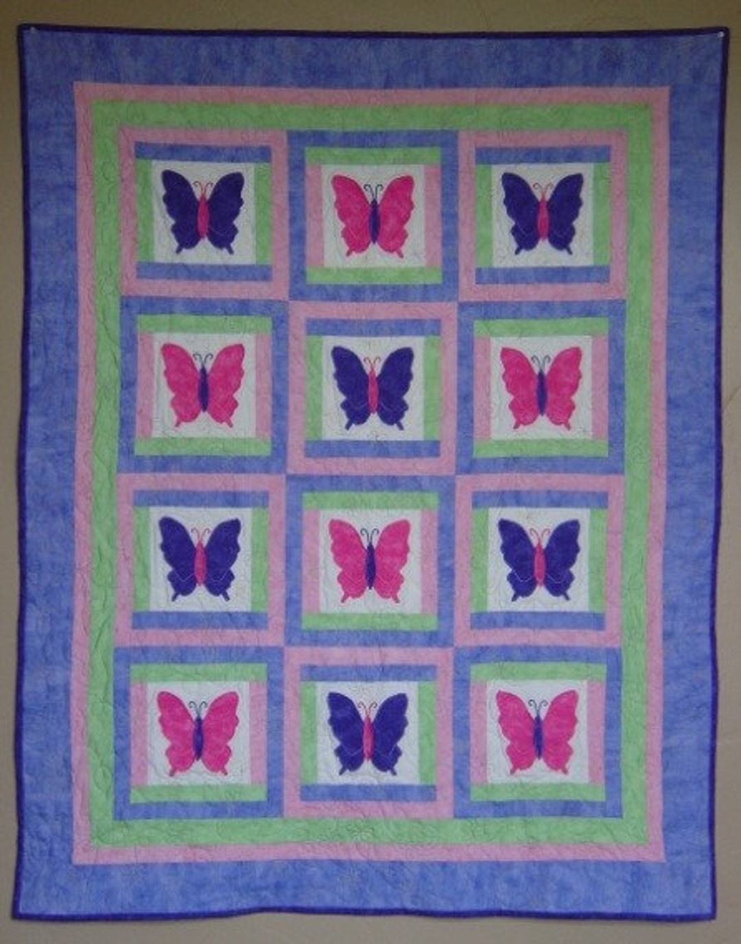 Baby Quilt PATTERN - Girl - PDF - Butterfly Quilt - Throw Quilt- Baby ...