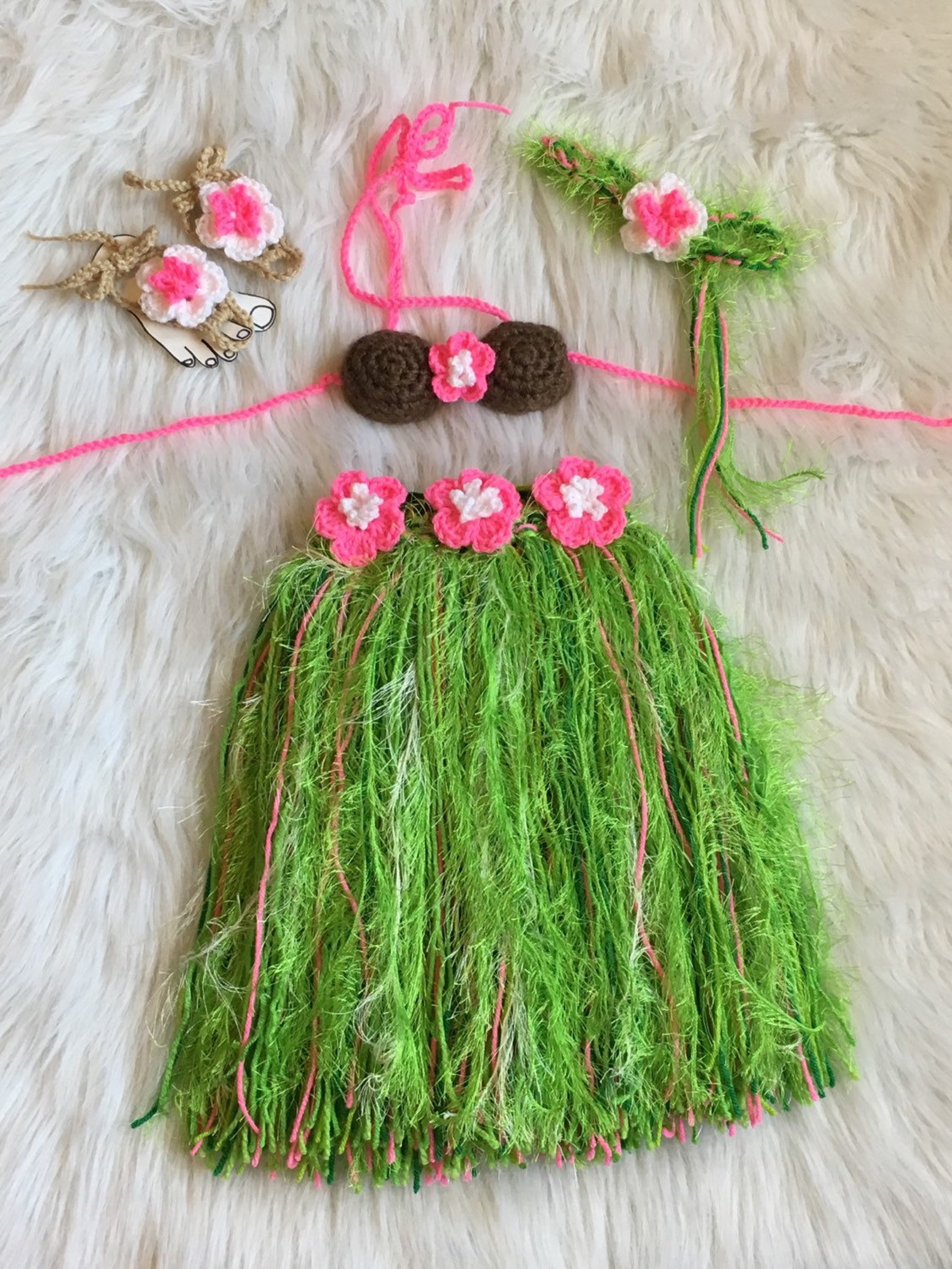 Baby Girl or Toddler Hawaiian HULA Set W Barefoot Sandals | Etsy