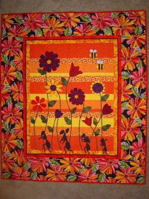 QUILT PATTERN Ants Flowers PDF Bright Quilt Flowers and | Etsy