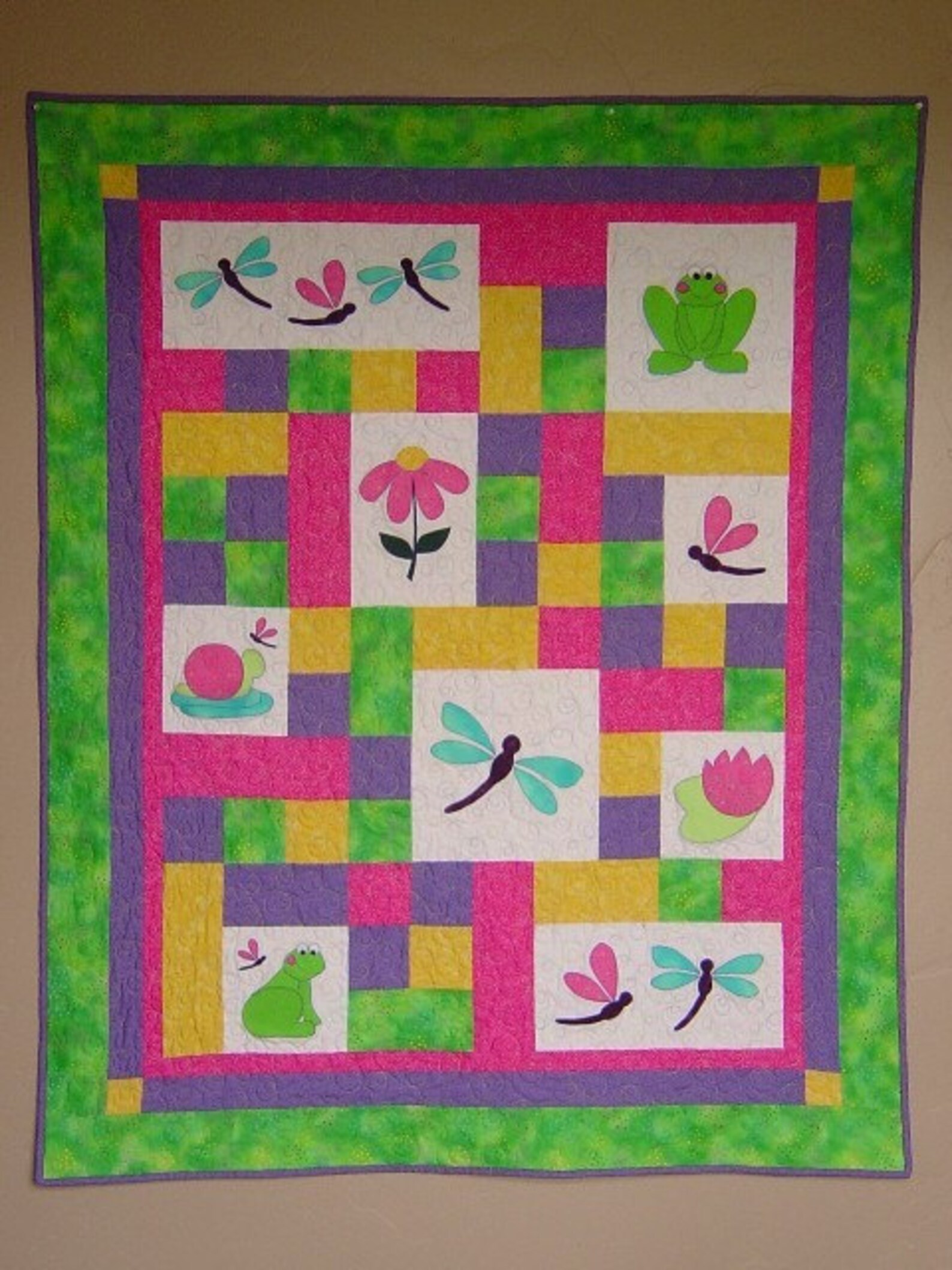 PATTERN - PDF - Baby Quilt - Child - Throw - Quilt - Frog - Dragonfly ...