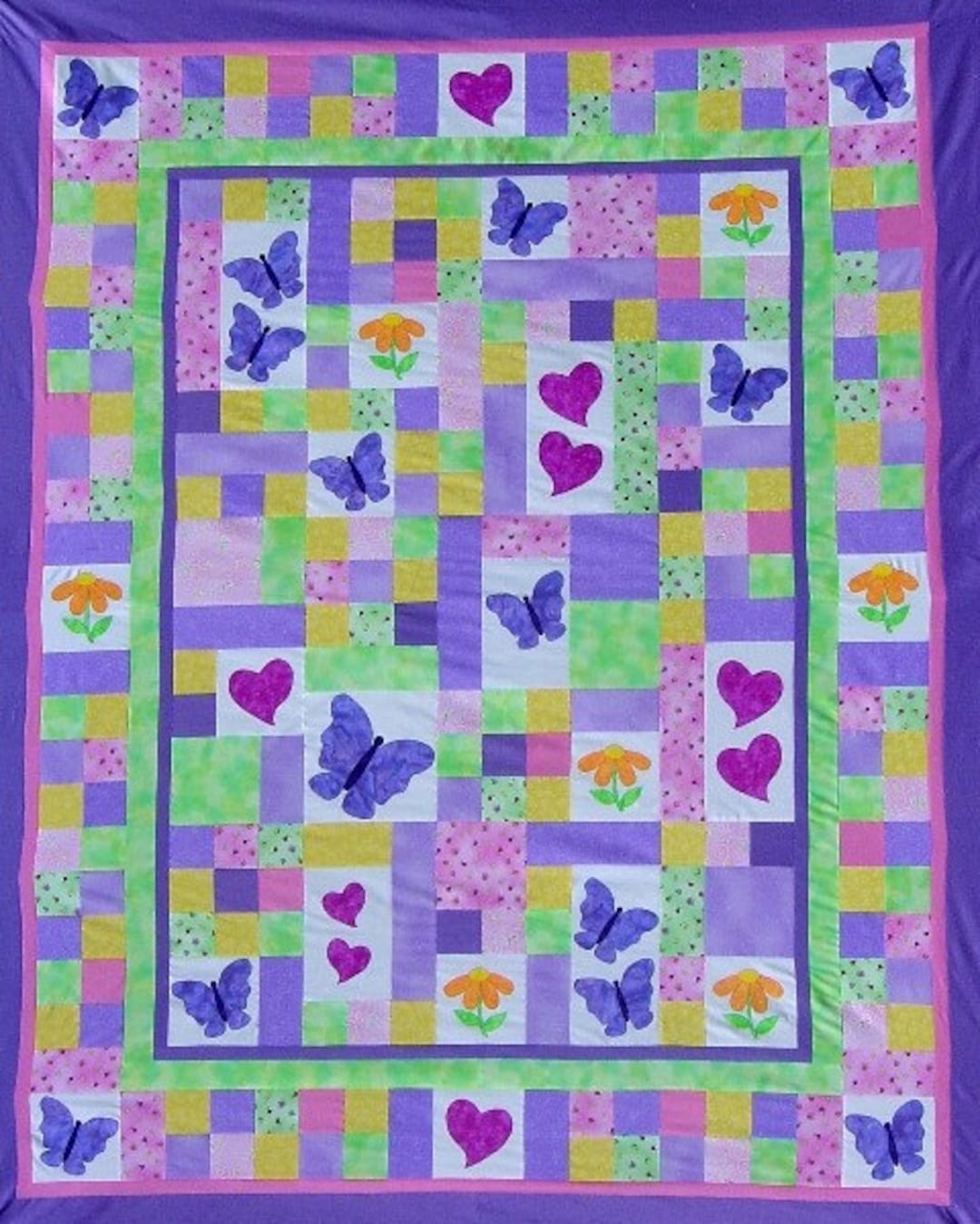 TWIN Quilt PATTERN PDF Twin Size Bed Quilt Child Girl Garden Theme ...