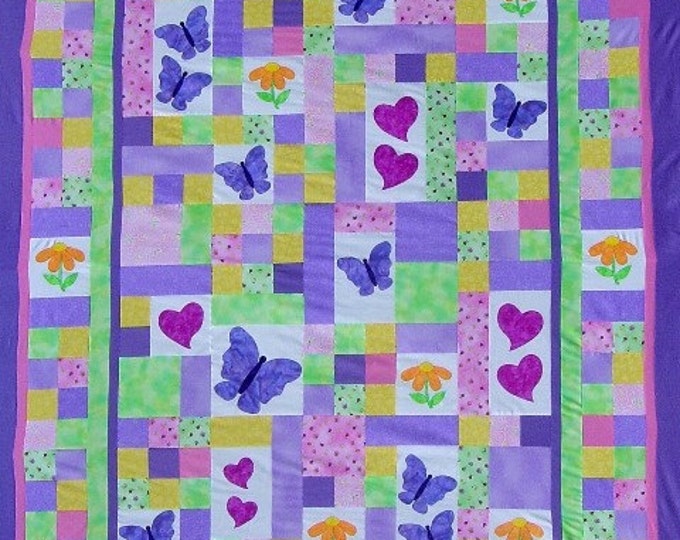 TWIN Quilt PATTERN - PDF - Twin Size Bed Quilt - Child - Girl - Garden ...