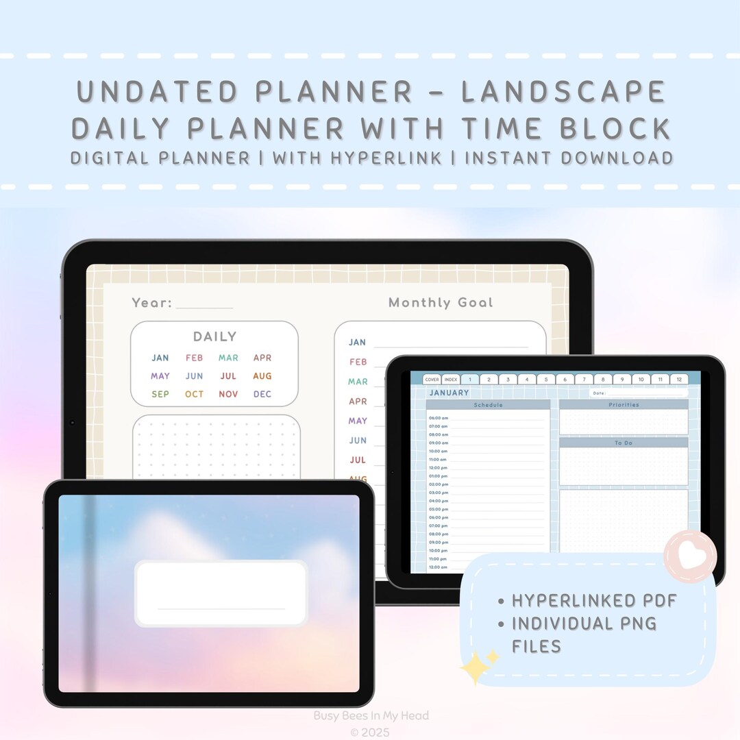 Rainbow Grid Daily Digital Planner: Undated, Goodnotes Compatible (PDF ...