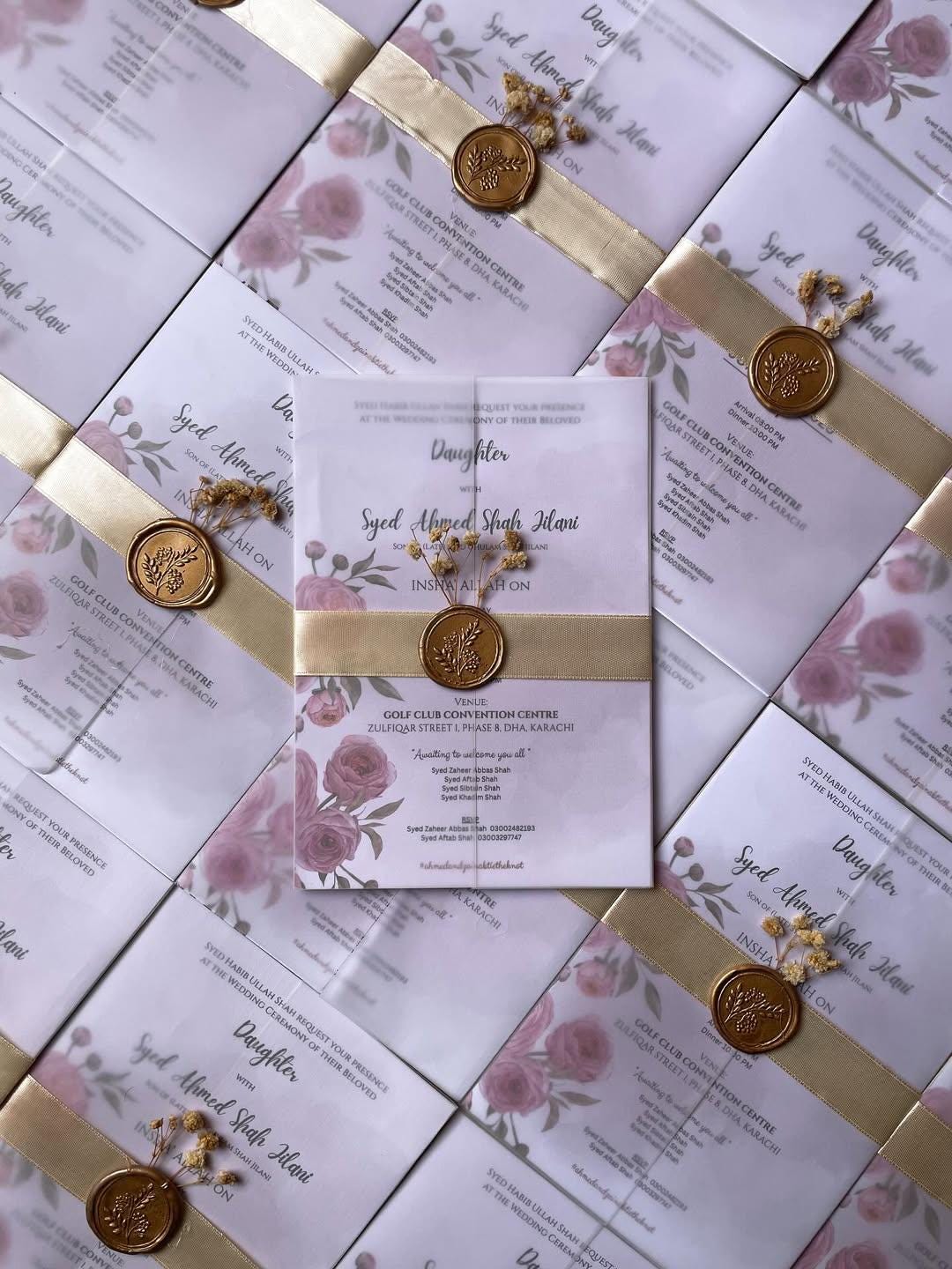 Pastel Pink Wedding Card – Elegant & Customizable Invitations for Your ...