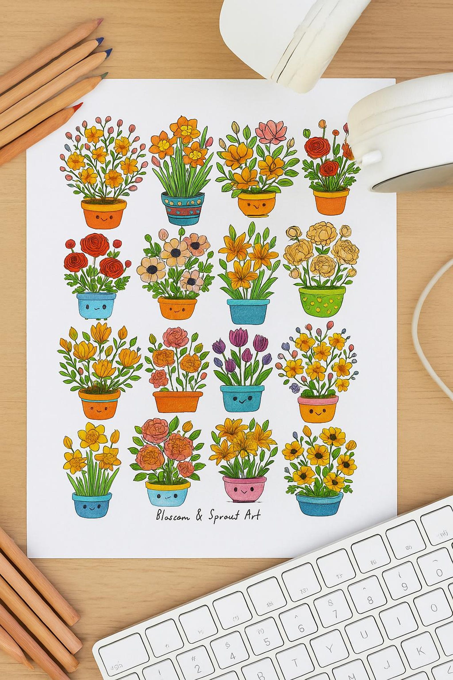 Flower Coloring Page Printable – Tulips, Roses, Peonies, Daffodils ...