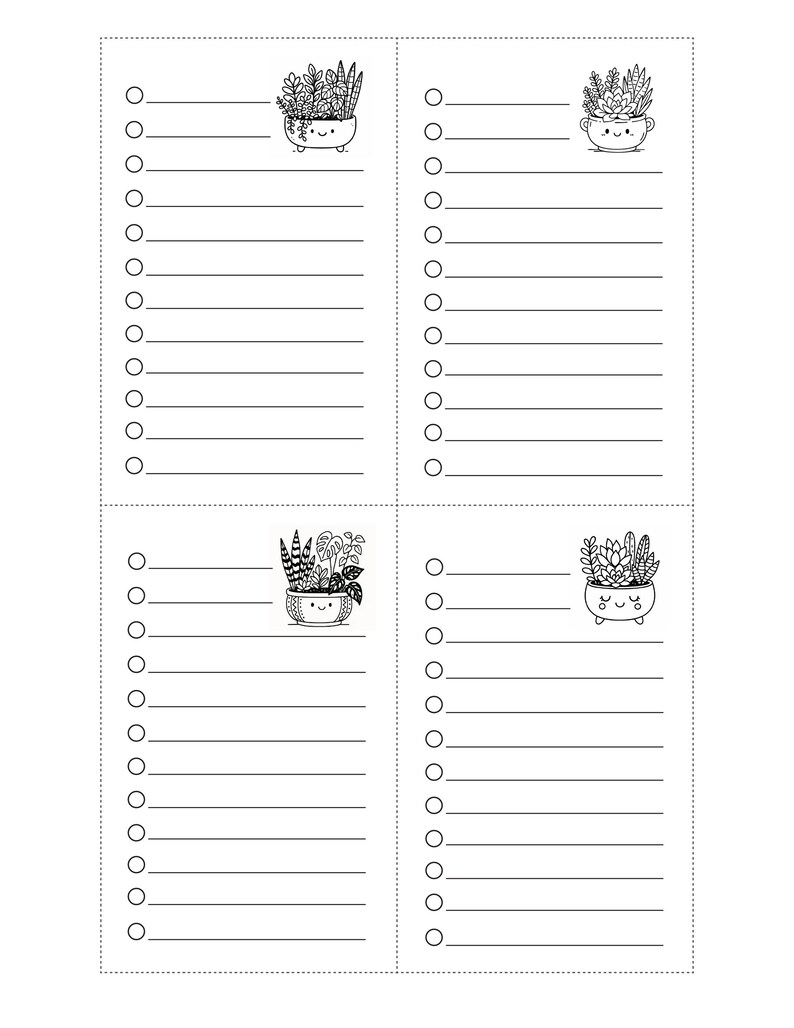 Succulent Printable Index Cards – Minimalist Plant Line Art Stationery ...