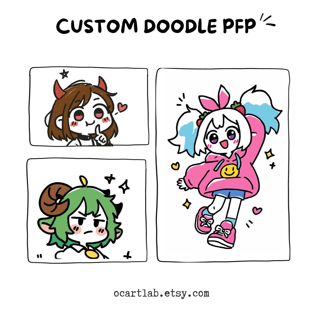 Custom Doodle PFP | Digital PNG Avatar | Cute Chibi Profile Picture ...