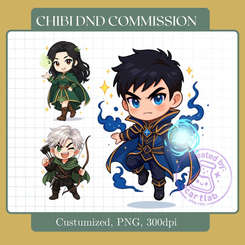 Chibi DND Character Art Commission | RPG Character Art | Dungeons and ...
