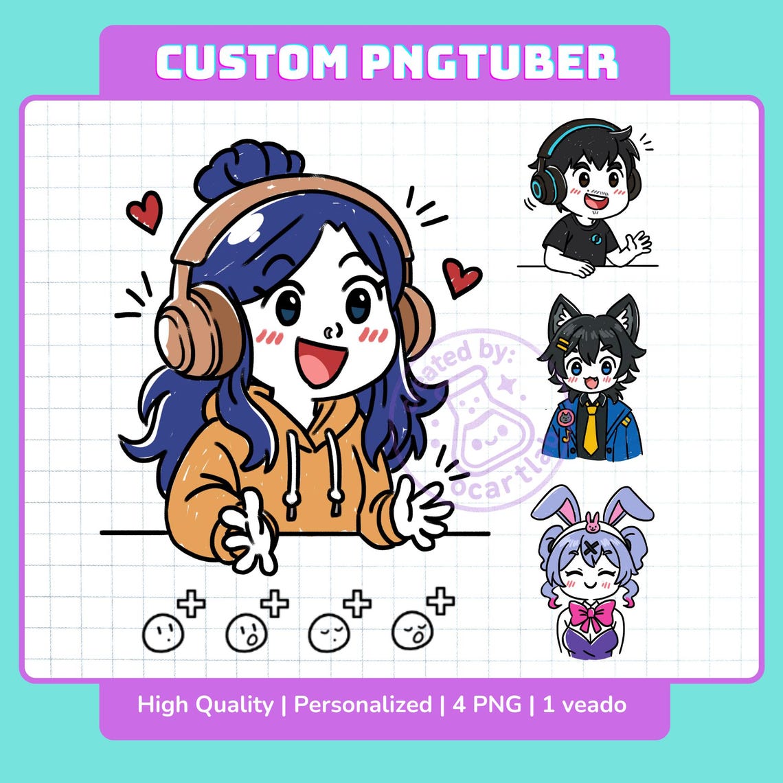 Custom Doodle Pngtuber Model Anime Chibi Avatar for Twitch Discord ...