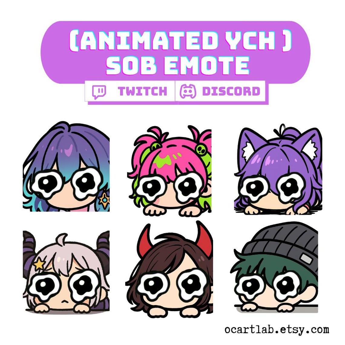 YCH Animated Sob Emote: Twitch Streamer Crying Chibi Icon - Etsy