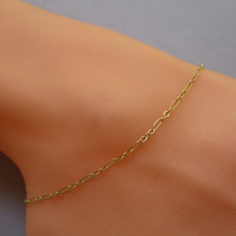 14k Gold Anklet - Etsy