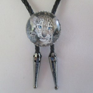 Snow Leopard Cub Bolo Tie Black Cotton Braided Cord - Etsy