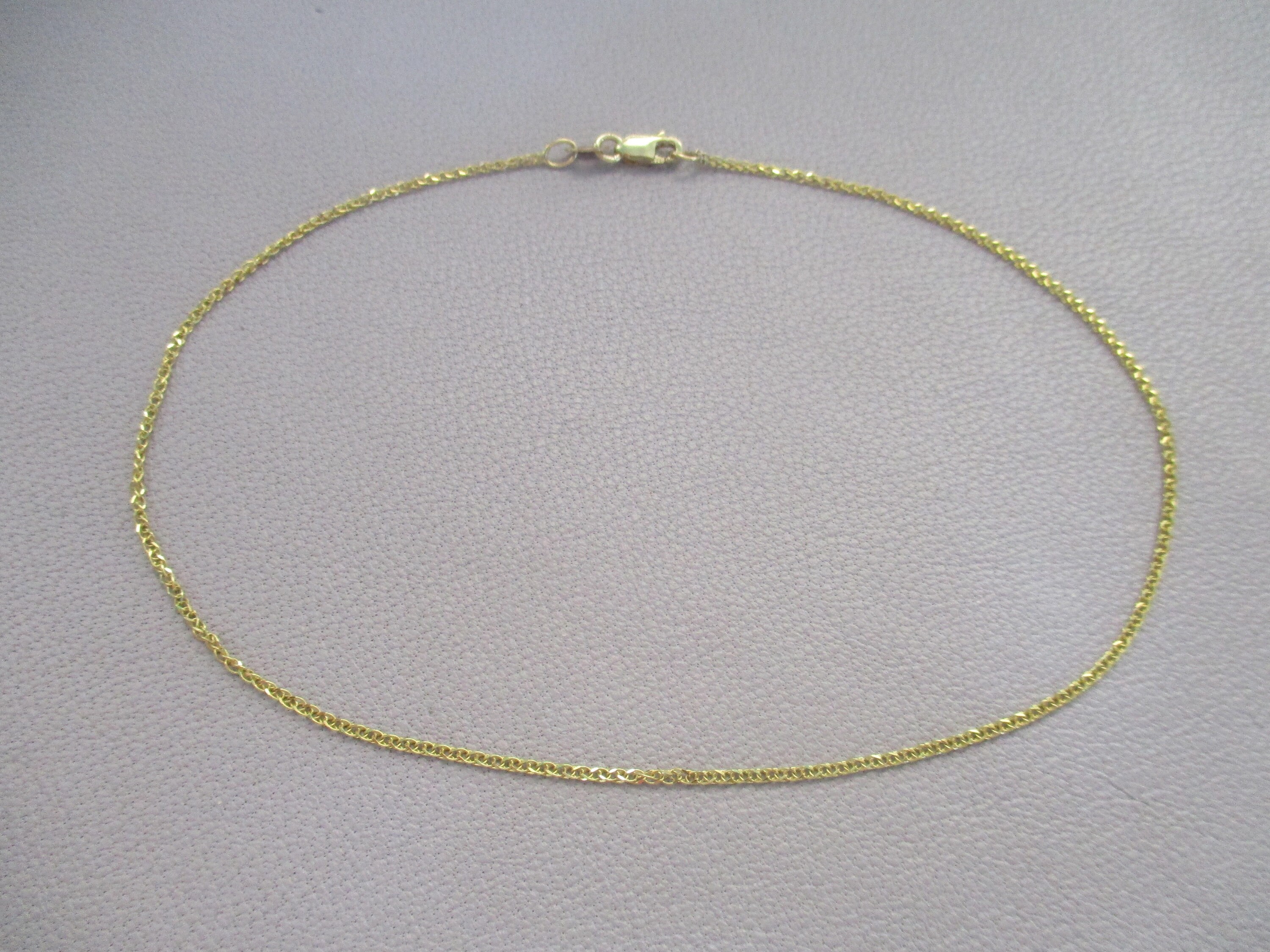 14k Solid Yellow Gold Anklet- Woven Wheat Chain- Lobster Claw Clasp- 9. ...