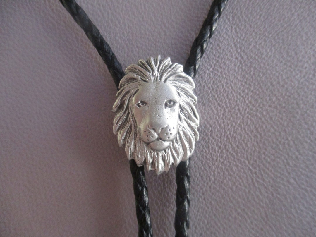 Lion Bolo Tie- Black Cotton Braided Cord - Etsy