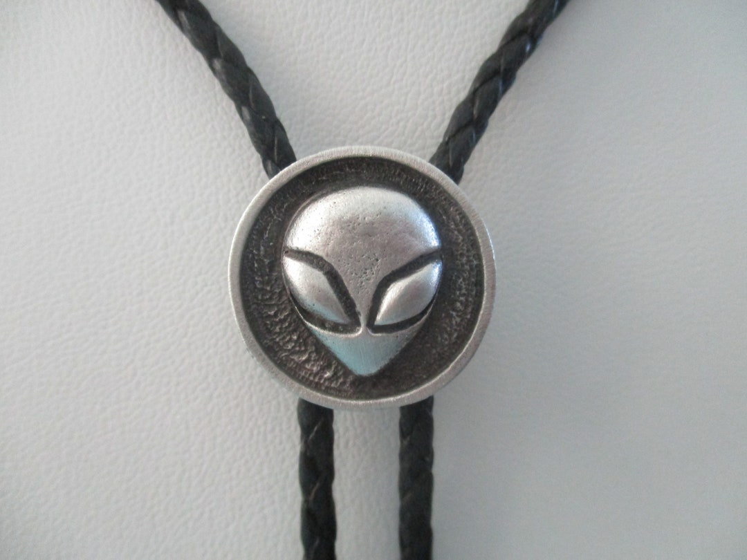 Alien Bolo Tie- the Greys- Black Cotton Braided Cord - Etsy