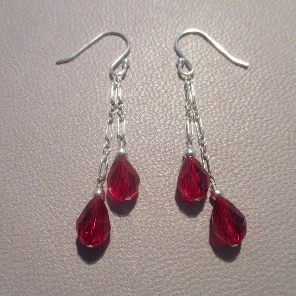 Red Swarovski Earrings - Etsy