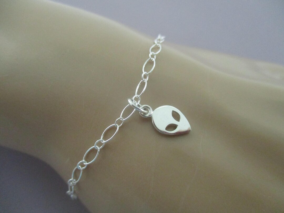 Alien Bracelet- Sterling Silver Charm and Chain- Adjustable - Etsy