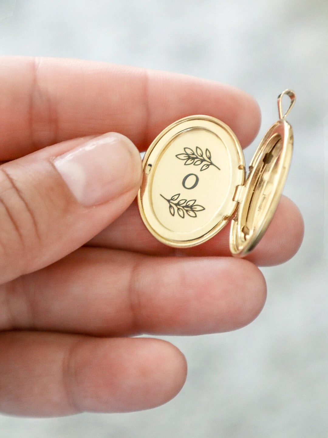 Leaf Branches & Letter Locket Engraving Service - Personalized Add On ...