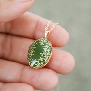 Gold Leaf Photo Locket Necklace - Personalized With Any Enamel Color ...
