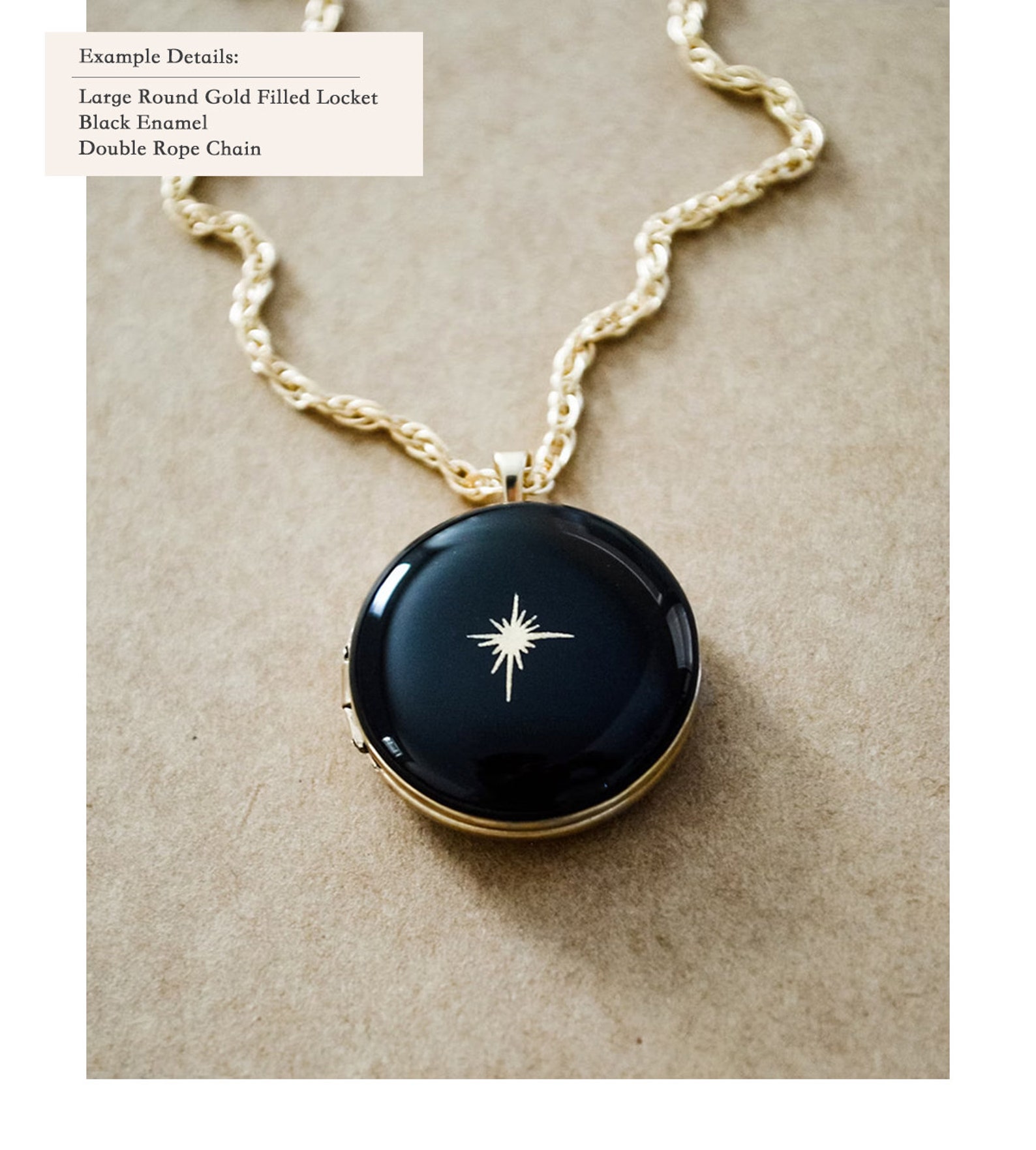 North Star Photo Locket Large Round Gold Filled Locket Necklace - Etsy
