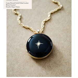 North Star Photo Locket - Large Round Gold Filled Locket Necklace - Etsy