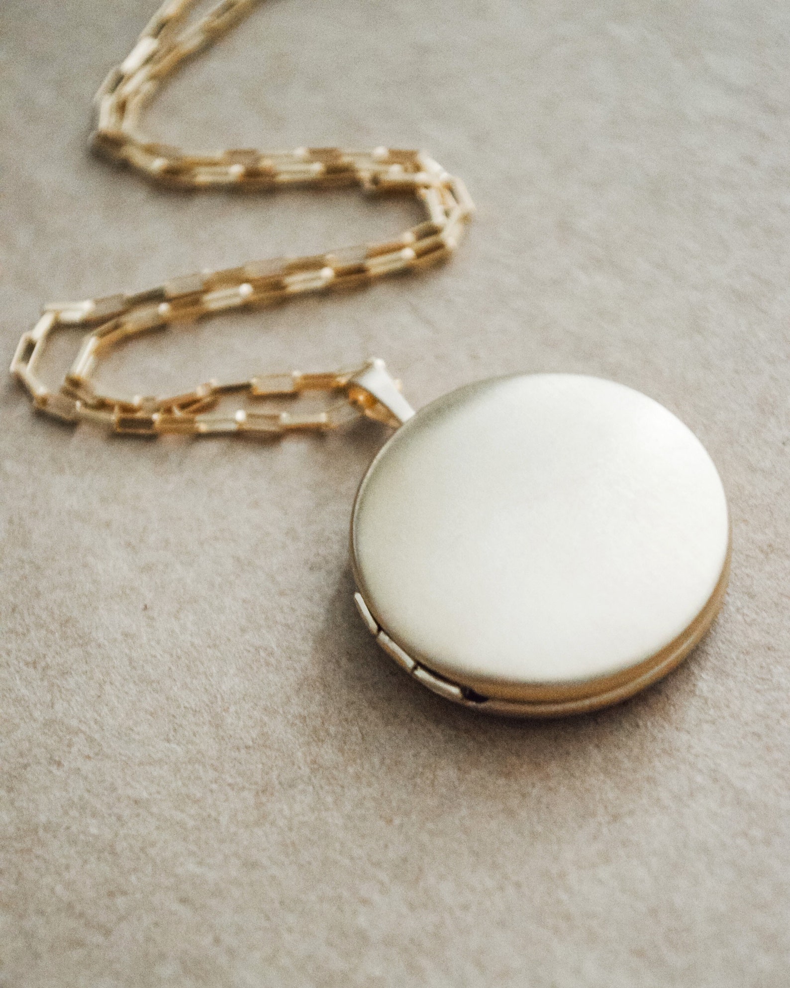 Large Brushed Gold Locket Necklace 14K Gold Filled | Etsy