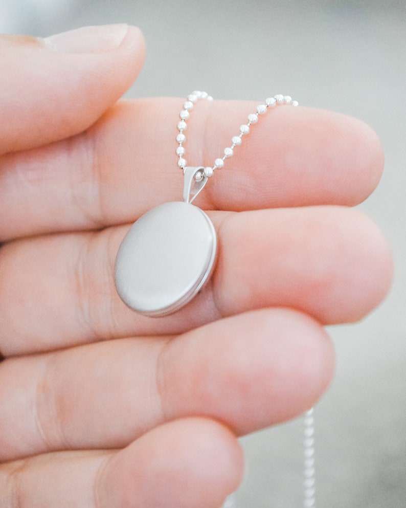 Brushed Sterling Silver Locket Small Round Matte Finish | Etsy