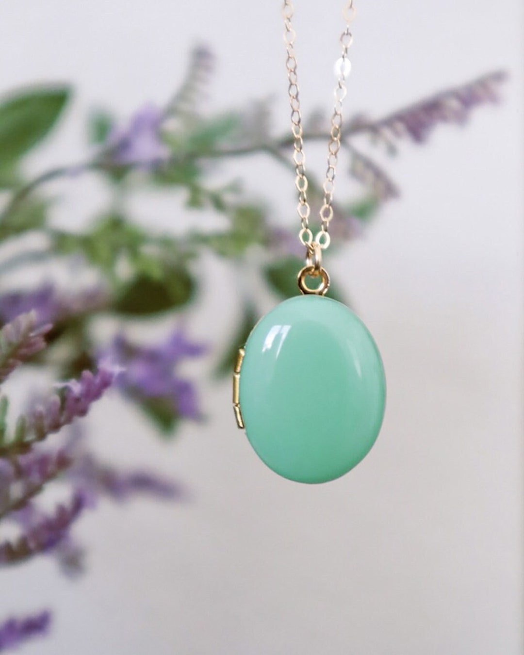 Jade Oval Photo Locket - Custom Charm Color - Medium - Etsy