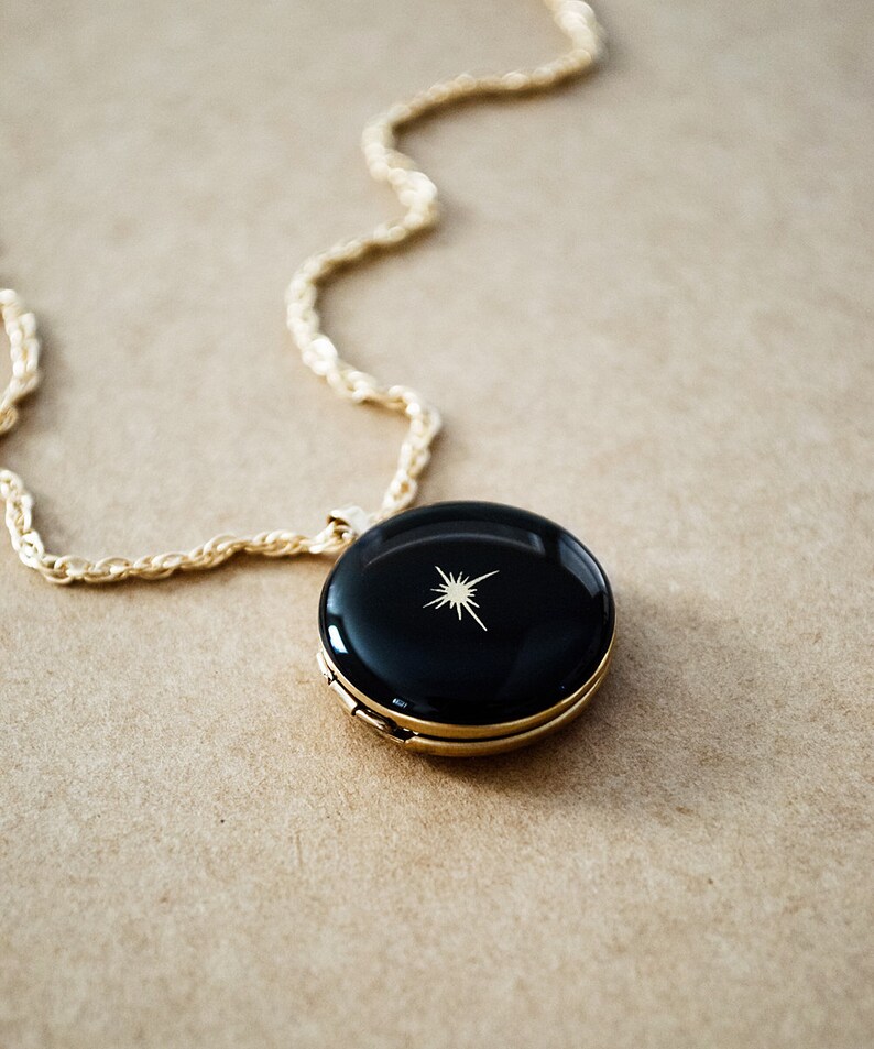 North Star Photo Locket Large Round Gold Filled Locket | Etsy