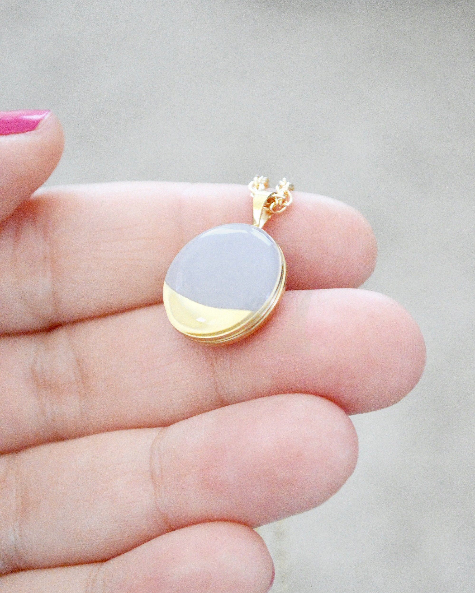 Gold Dipped Locket Necklace Small Round Gold Filled Locket | Etsy