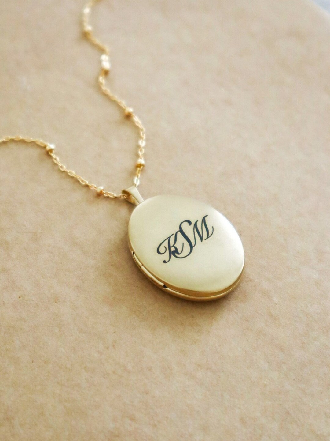 Monogram Engraved Gold Locket Necklace - Personalized With Any Letters ...