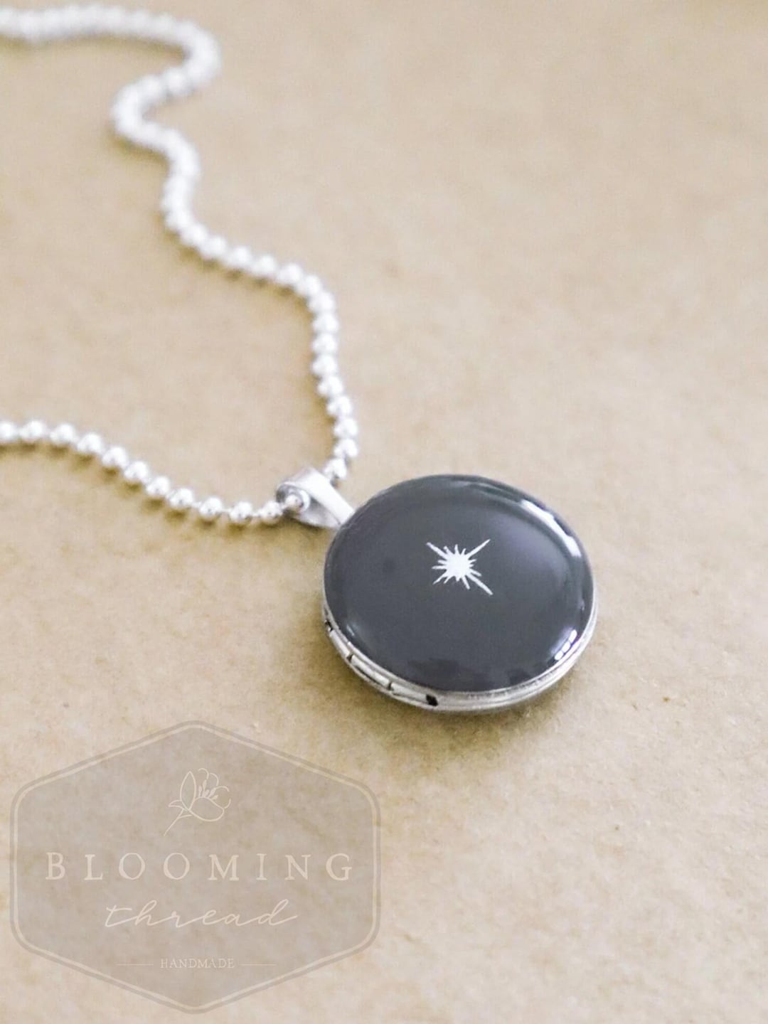 North Star Photo Locket - Sterling Silver Locket Necklace - Etsy