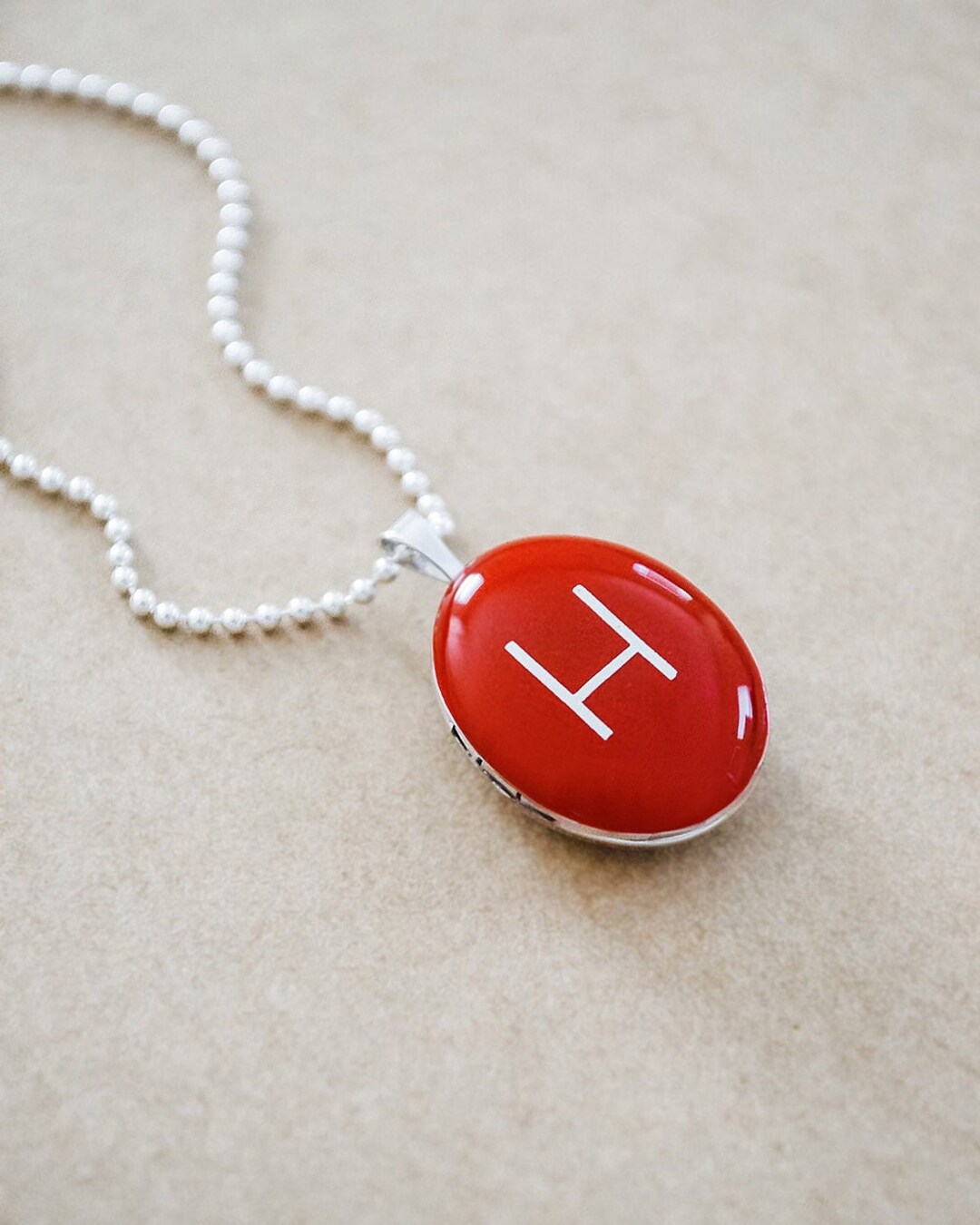 Silver Locket - Script Monogram Initial - Personalized Letter Necklace ...