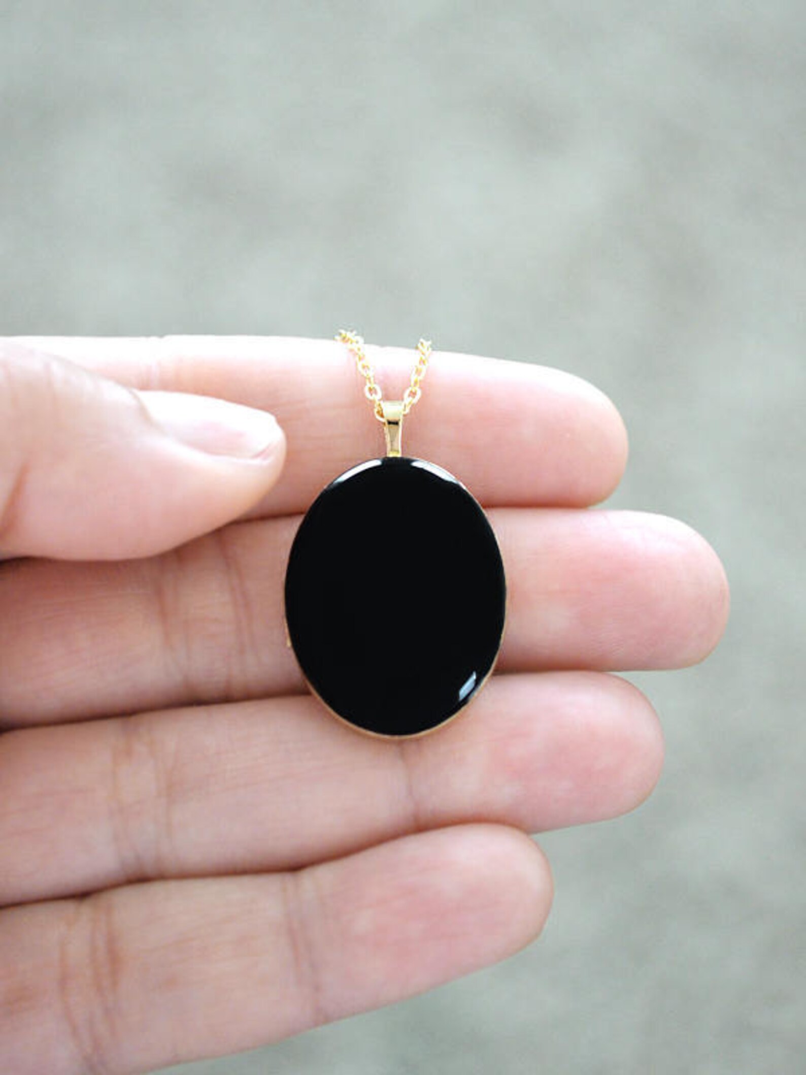 Large Gold Filled Locket Necklace Heirloom Enameled Jewelry - Etsy