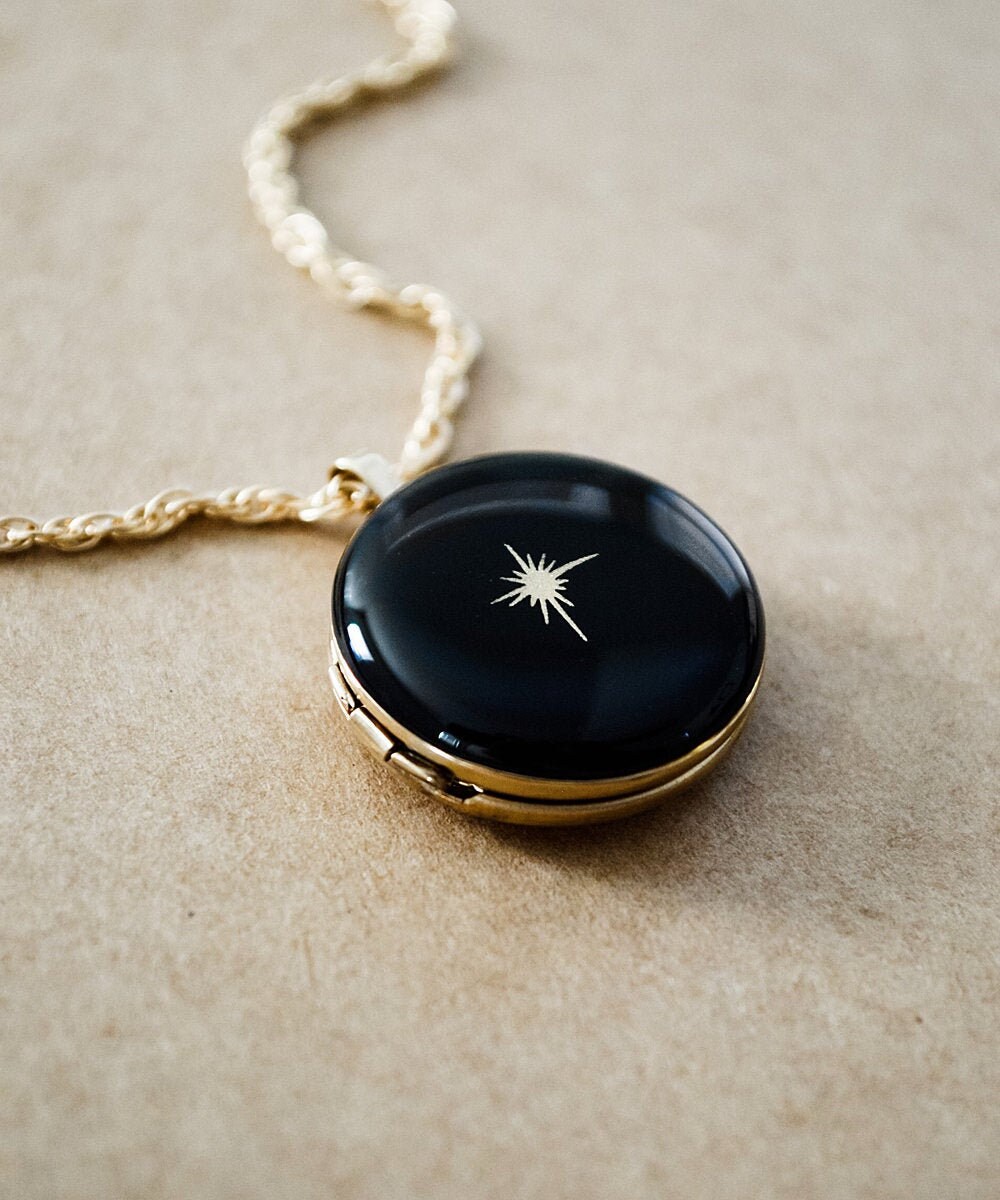 North Star Photo Locket Large Round Gold Filled Locket | Etsy