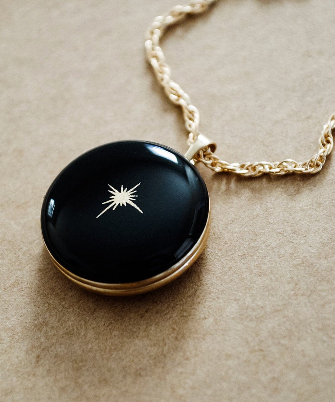 North Star Photo Locket Large Round Gold Filled Locket - Etsy