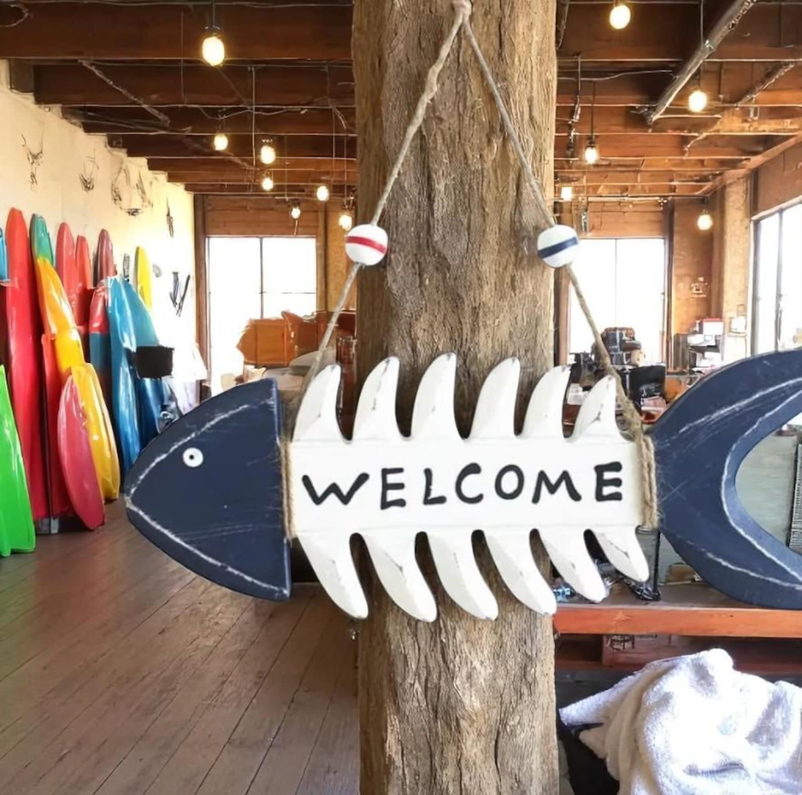 Wooden Fish Welcome Sign for Surf Shop, Fishing Shop, Nautical Style ...