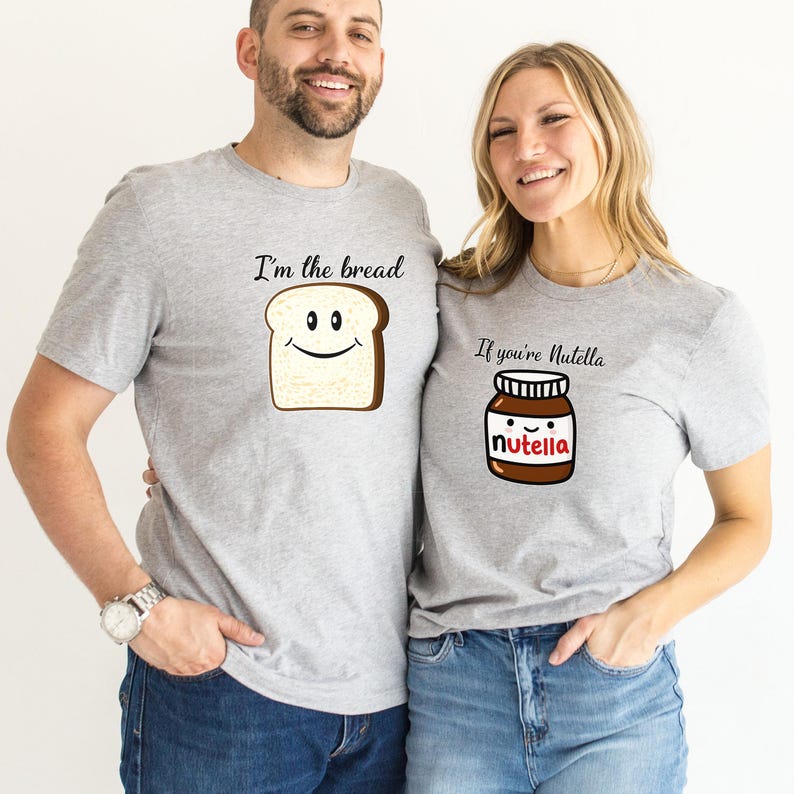 Funny Foodie Couple Shirts | Bread & Chocolate Spread Matching Tees - Etsy
