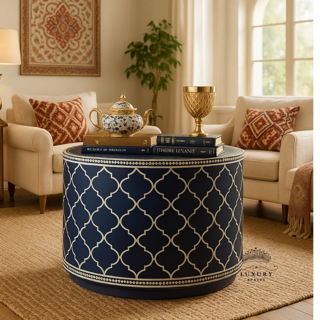 Wooden Bone Inlay Coffee Table/ Round Bone Inlay Coffee Table /center ...