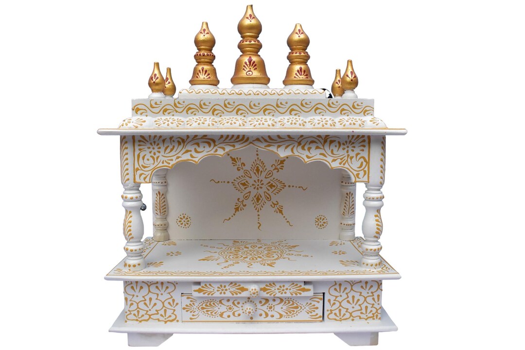 White Wooden Open Temple Pooja Mandir | Beautiful Wall Hanging Small ...