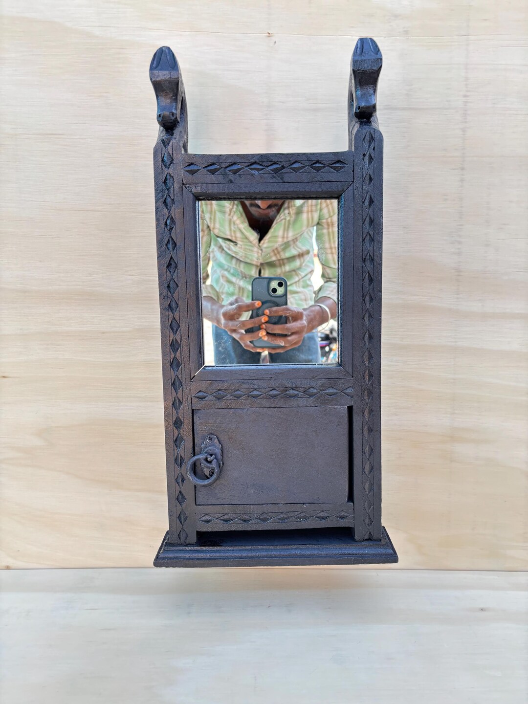 Distressed Mango Wood Jharokha Mirror Frame: Handmade Vintage Wall ...
