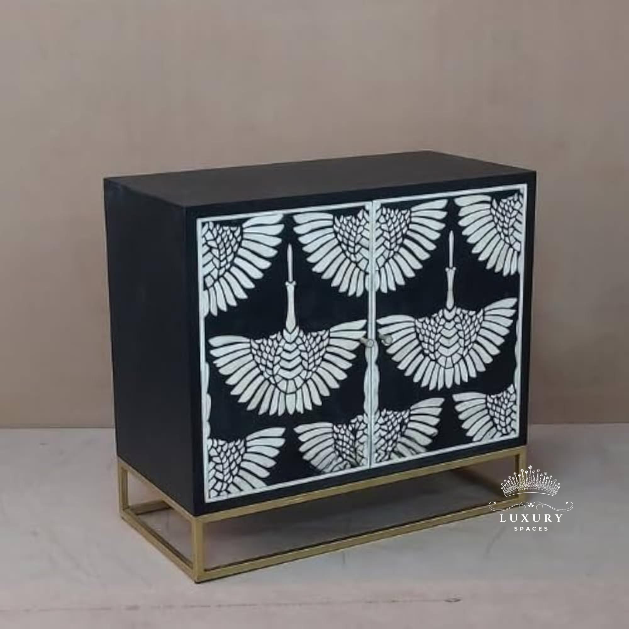 Bone Inlay Swan Art Navy Cabinet/bone Inlay Cabinet/bone Inlay ...