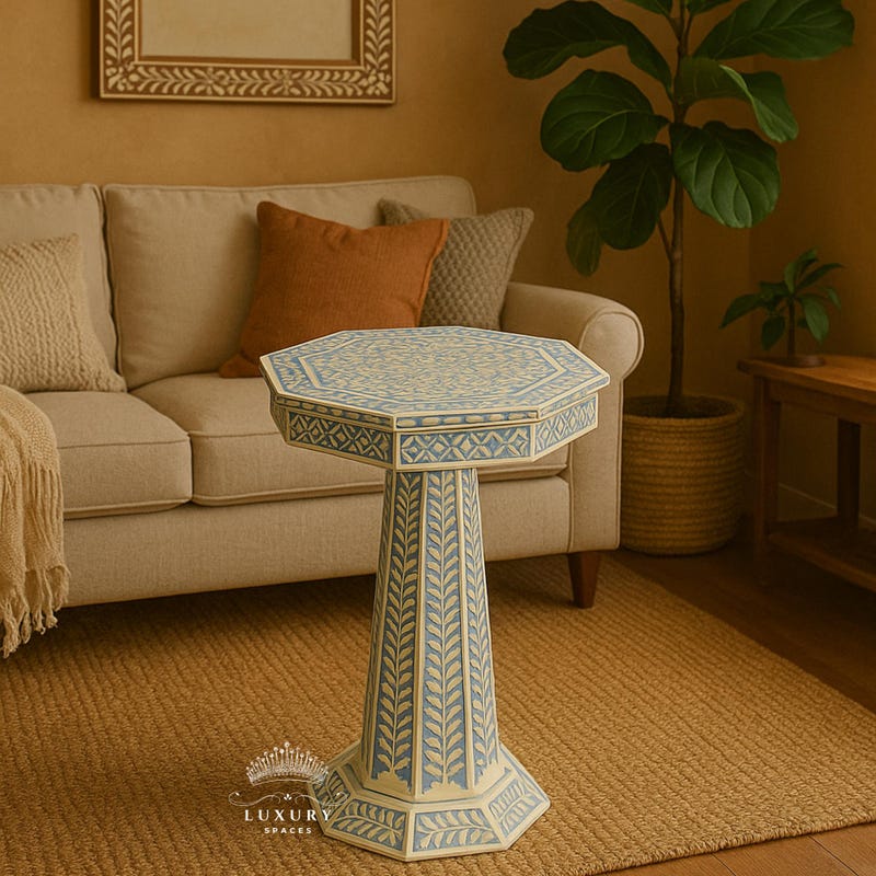 Bone Inlay End Table - Etsy