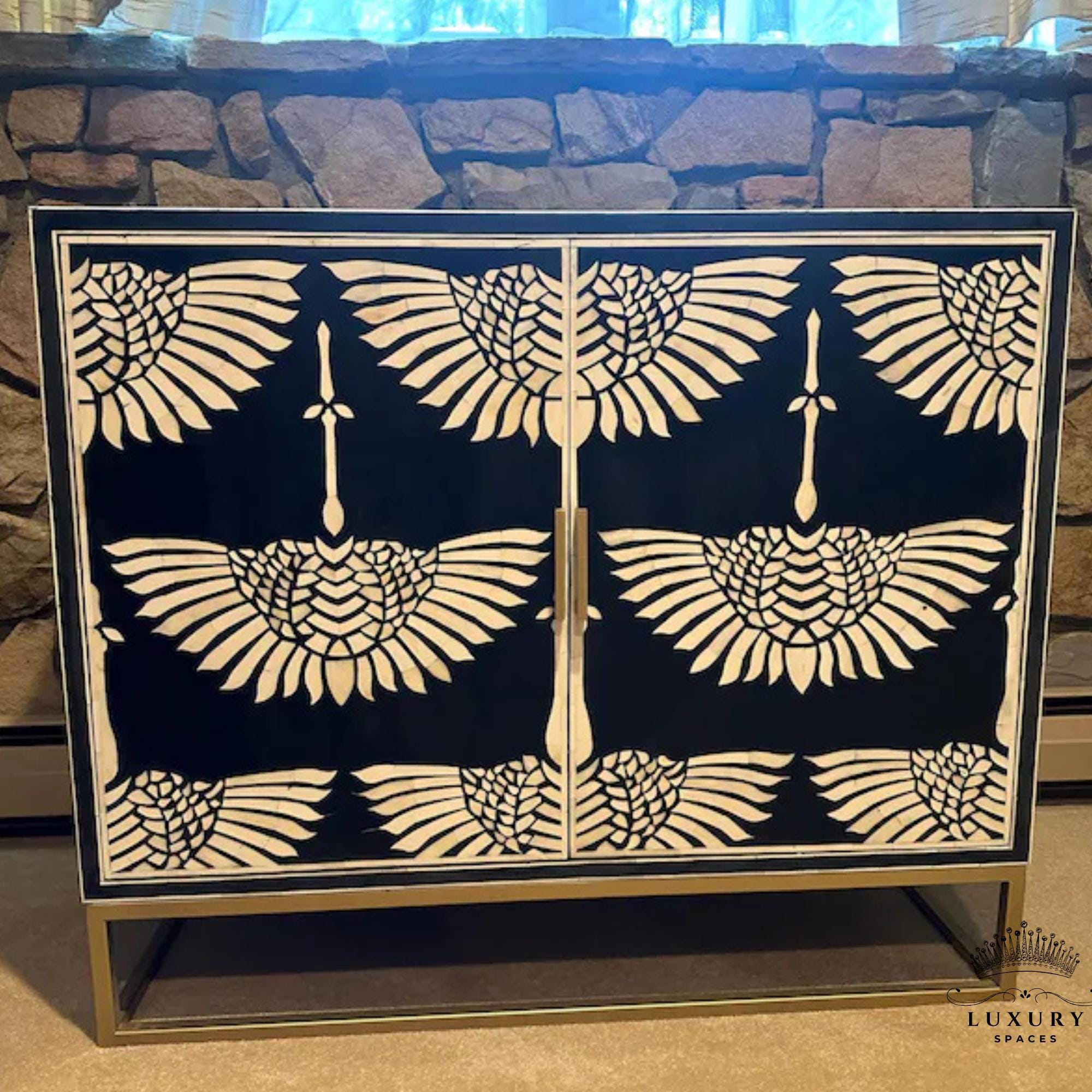 Bone Inlay Swan Art Navy Cabinet/bone Inlay Cabinet/bone Inlay ...