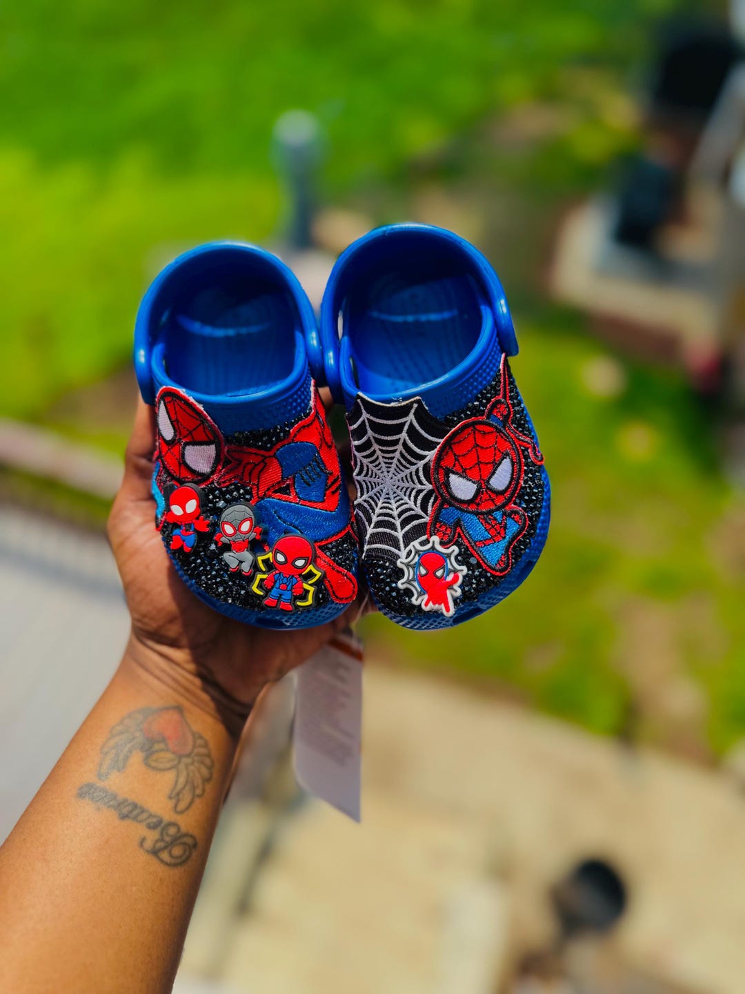 Custom Spider-man Kids Crocs | Spider-verse Glitter Shoes | Superhero ...