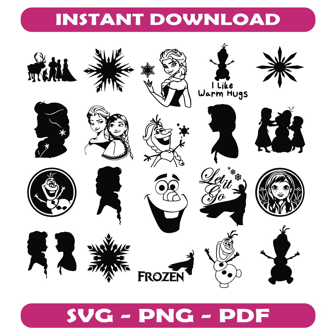 Frozen Svg Bundle, Frozen Svg, Elsa Svg, Anna Svg, SVG for Cricut ...