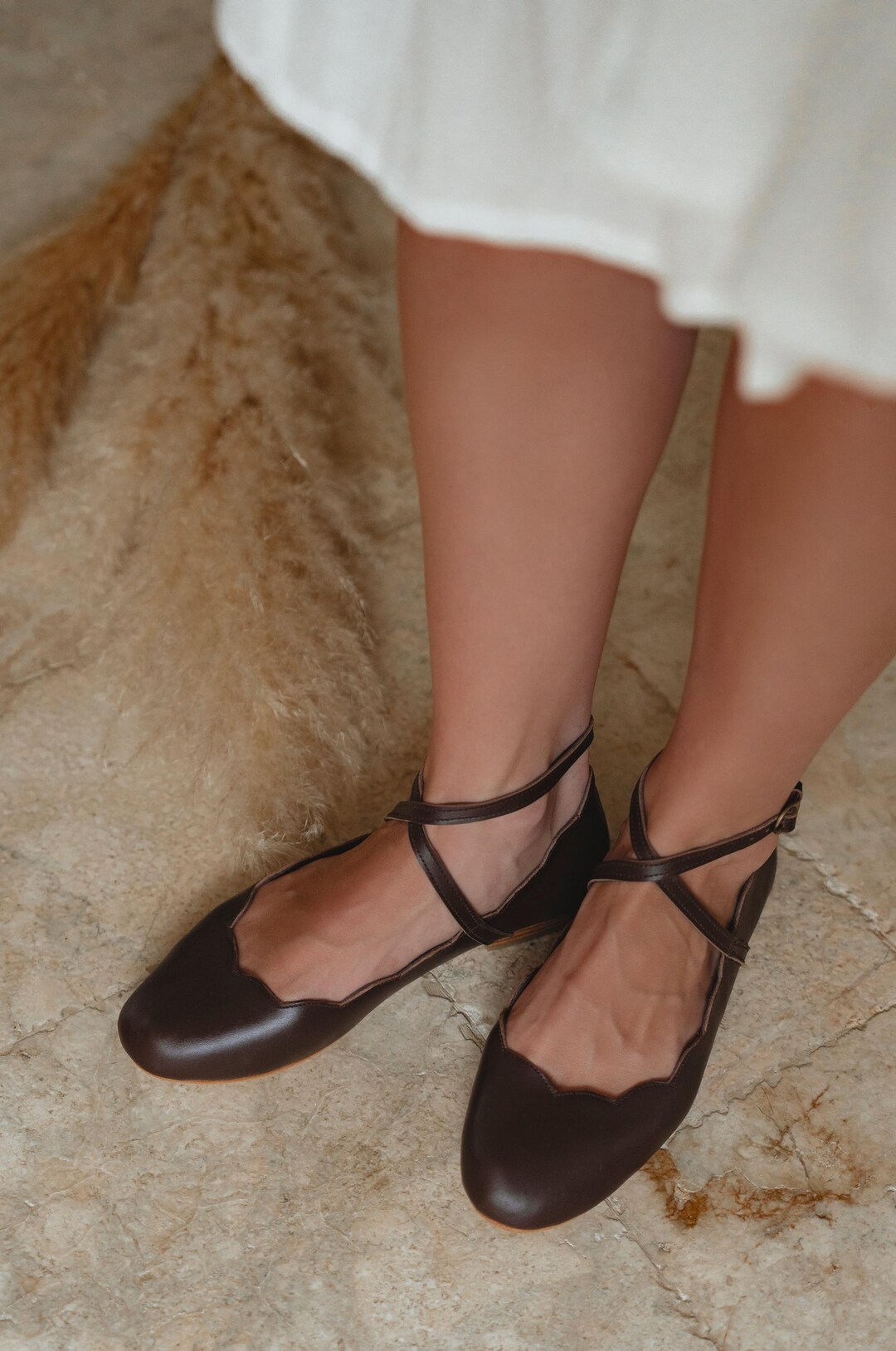 Myrelle Criss-cross Leather Ballet Flats - Etsy