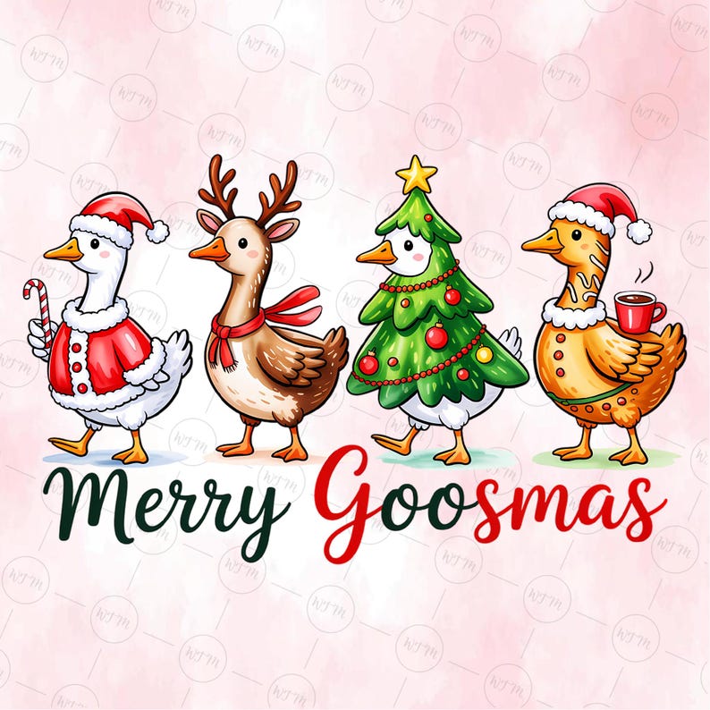 Merry Goosmas PNG, Funny Christmas Goose Clipart, Holiday Farm Animal ...