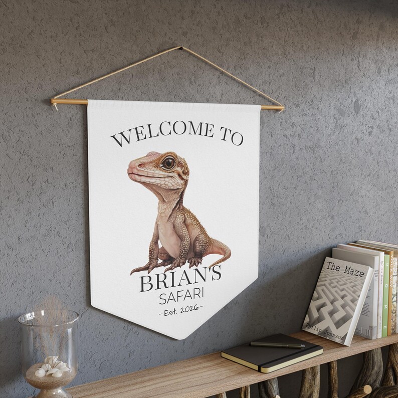 Baby Komodo Dragon Pennant Flag, Watercolor Lizard Nursery Wall Art ...